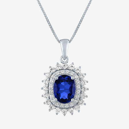 Click here for Womens Gemstone Sterling Silver Oval Halo Pendant... prices