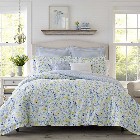 Laura Ashley Nora Reversible 5-Pc. Comforter Set  Twin - Beige