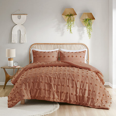 Intelligent Design Lucy Clip Jacquard 3-Piece Duvet Cover Set  Full/Queen - Rust