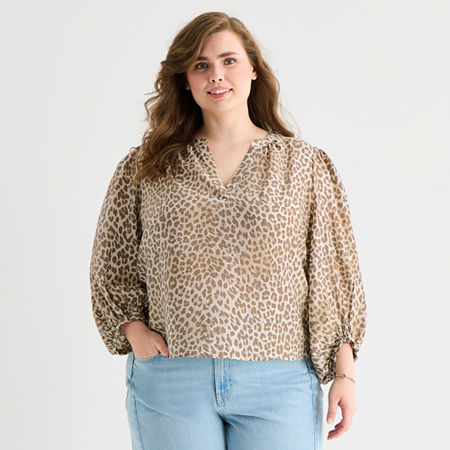 Click here for a.n.a Womens Plus Y Neck 3/4 Sleeve Blouse  0x  Be... prices