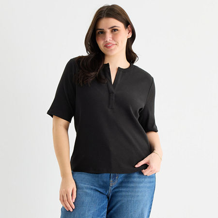 Click here for a.n.a Womens Plus Elbow Sleeve Henley Shirt  4x  B... prices
