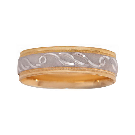 Click here for Mens 10K Two-Tone Gold 6mm Engraved Wedding Band... prices
