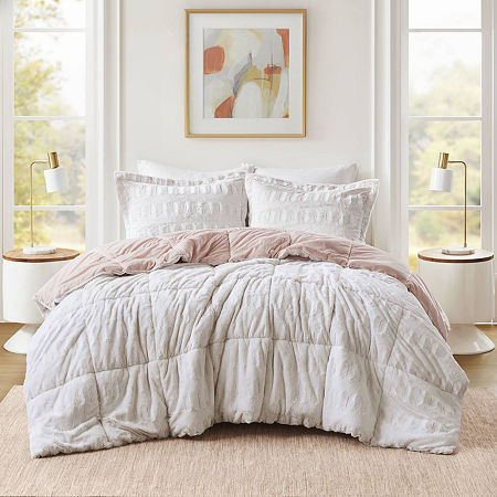 Madison Park Gia Faux-Fur 3-Pc. Comforter Set  King/California King - Blush/White