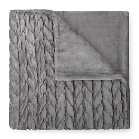 Click here for Liz Claiborne Chunky Chevron Throw  One Size  Gray prices