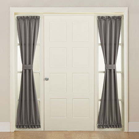 Grant Room Darkening Rod Pocket Door Sidelight Curtain Panel - Grey