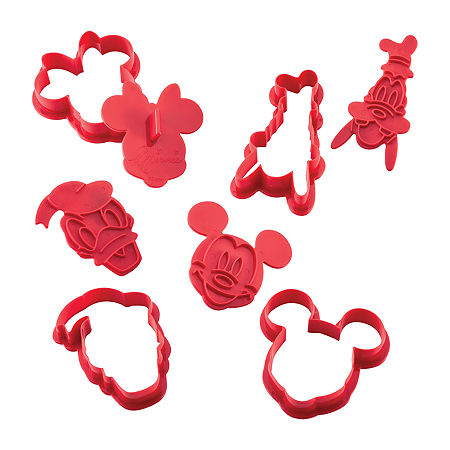 Disney Home Bake with Mickey Mouse 8-Piece Cookie Cutter and Stamp Set - Red