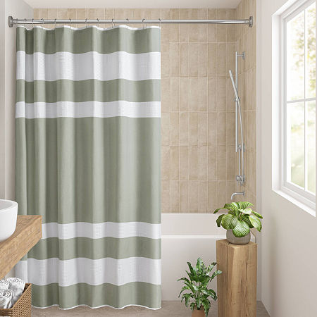 Madison Park Spa Waffle 3M-Scotchgard Shower Curtain  36 x 72 - Sage Green