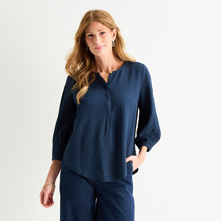 Click here for Liz Claiborne Womens Split Crew Neck 3/4 Sleeve Tu... prices