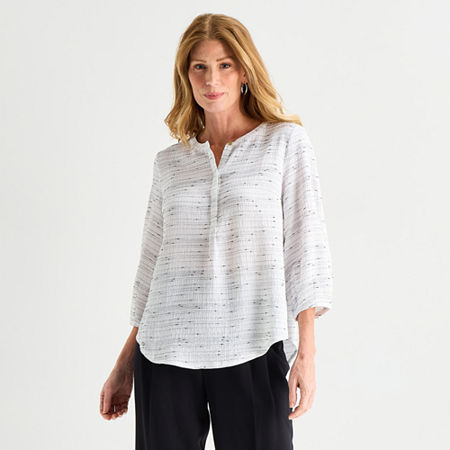 Click here for Liz Claiborne Womens Split Crew Neck 3/4 Sleeve Tu... prices