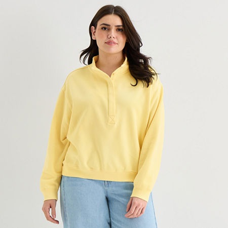 Click here for a.n.a Womens Plus Henley Neck Long Sleeve Sweatshi... prices