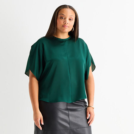 Click here for Worthington Womens Round Neck Short Sleeve Satin B... prices