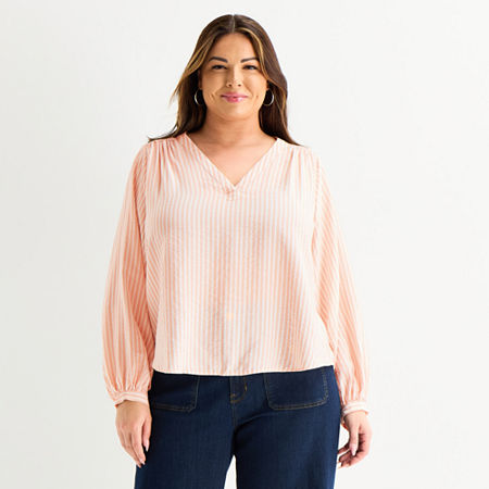 Click here for Liz Claiborne Womens Plus V Neck Long Sleeve Blous... prices