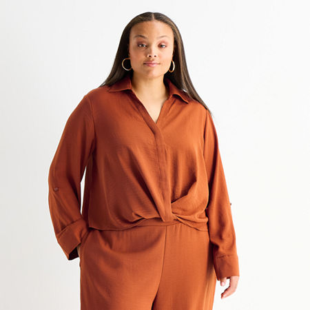 Click here for Bold Elements Womens Plus Y Neck Long Sleeve Blous... prices