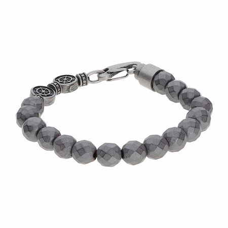 Click here for Mens Gray Hematite Stainless Steel Beaded Bracelet... prices