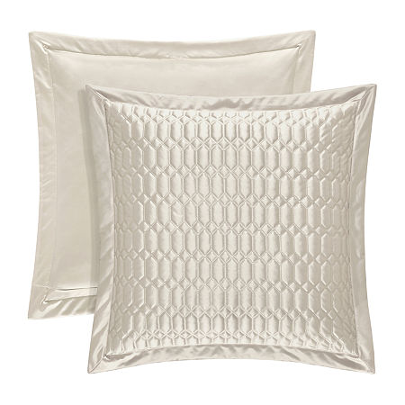 J Queen New York Satinique Quilted Sham  European - Natural