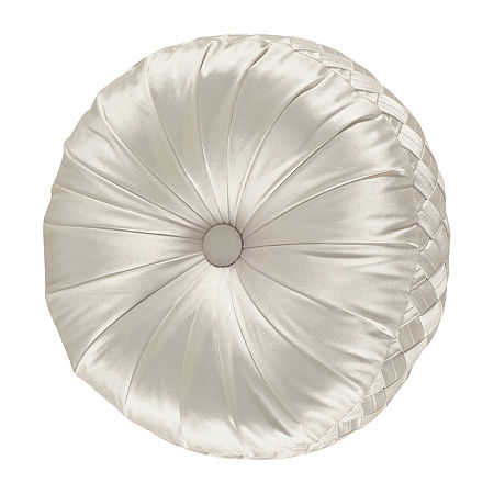 J Queen New York Satinique Tufted Decorative Pillow  15 Round - Natural