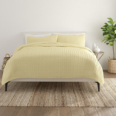 ienjoy Home Herringbone Lightweight Quilted Coverlet Set  King - Yellow