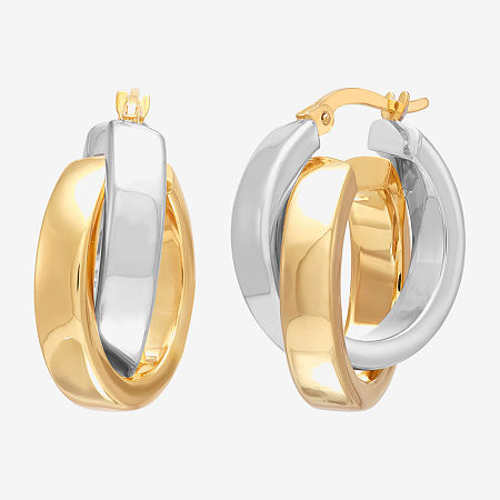Click here for Bonded Brilliance Womens 14K Gold Over Silver Hoop... prices