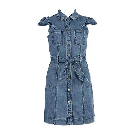 Click here for Speechless Big Girls Collared Belted Denim Dress -... prices