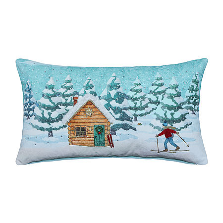 Vibhsa Alpine Holiday Decorative Pillow  14 x 24 - Christmas Skier