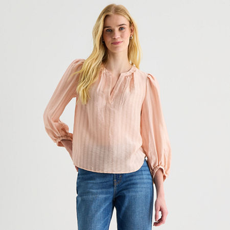 Click here for a.n.a Womens Y Neck 3/4 Sleeve Blouse  Petite Xx-l... prices