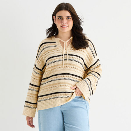 Click here for a.n.a Plus Womens Split Tie Neck Long Sleeve Pullo... prices