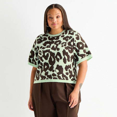 Click here for Worthington Plus Womens Crew Neck Short Sleeve Pul... prices