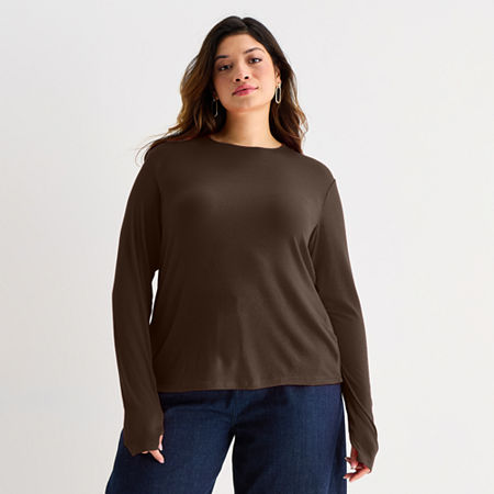 Click here for Worthington Womens Plus Crew Neck Long Sleeve Blou... prices