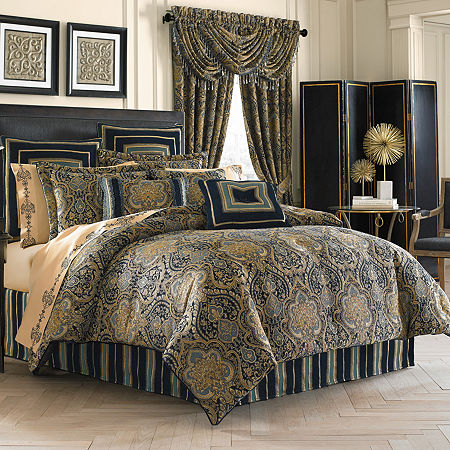 Five Queens Court Palmer Comforter Set  King - Black