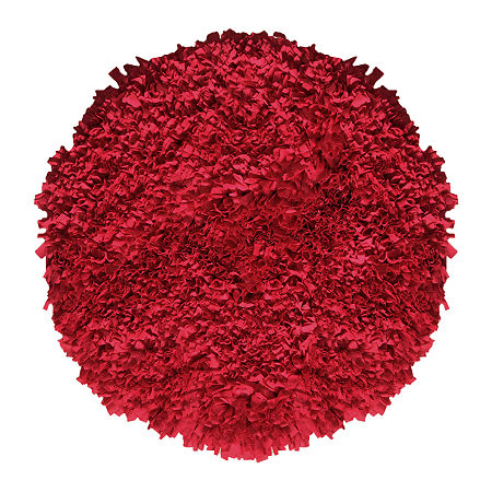 Home Weavers Bella Premium Jersey Shaggy Area Rug  36 Round - Red