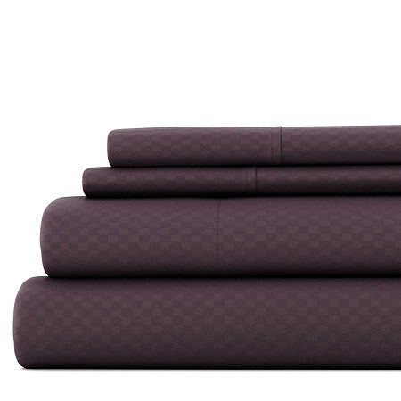 ienjoy Home Expressed In Embossed Checkered 3-Pc. Sheet Set  Twin - Purple Checkered