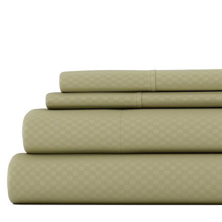 ienjoy Home Expressed In Embossed Checkered 4-Pc. Sheet Set  Queen - Sage Checkered