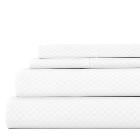 ienjoy Home Expressed In Embossed Checkered 4-Pc. Sheet Set  California King - White Checkered