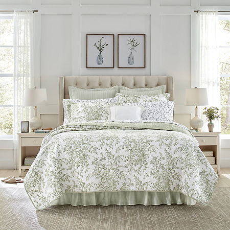 Laura Ashley Bedford Cotton Reversible 2-Pc. Quilt Set  Twin - Sage