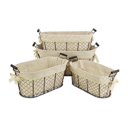 Click here for Cheungs Set Of 4 Lined Oval Wire Basket  One Size... prices