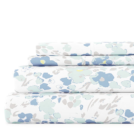 Casual Comfort Premium Ultra Soft Microfiber Floral Sheet Sets  One Size  Blue