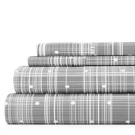 ienjoy Home The Timeless Classics Premium Ultra Soft Pattern 4-Pc. Sheet Set  King - Grey Soft Polka Dots