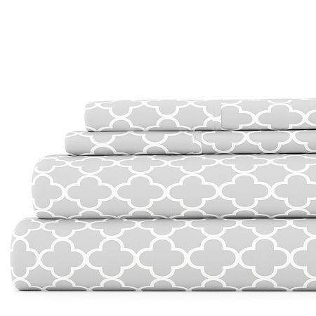ienjoy Home The Timeless Classics Premium Ultra Soft Pattern 3-Pc. Sheet Set  Twin - Grey Quadrafoil