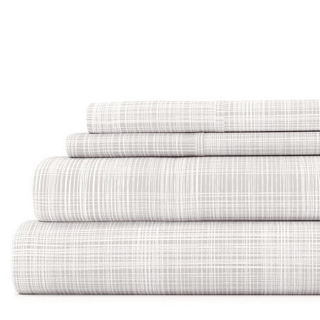 ienjoy Home The Timeless Classics Premium Ultra Soft Pattern 4-Pc. Sheet Set  King - Grey Thatch