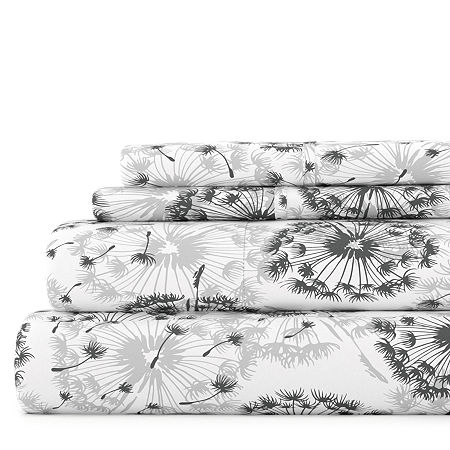 ienjoy Home The Farmhouse Chic Premium Ultra Soft Pattern 4-Pc. Sheet Set  Queen - Make a Wish Grey