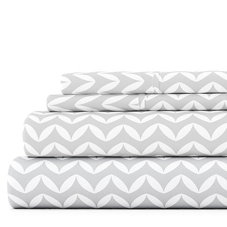 ienjoy Home The Farmhouse Chic Premium Ultra Soft Pattern 4-Pc. Sheet Set  King - Grey Chevron