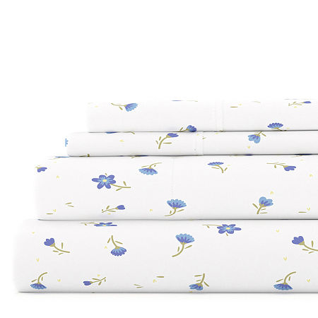ienjoy Home The Farmhouse Chic Premium Ultra Soft Pattern 4-Pc. Sheet Set  King - Light Blue Floral