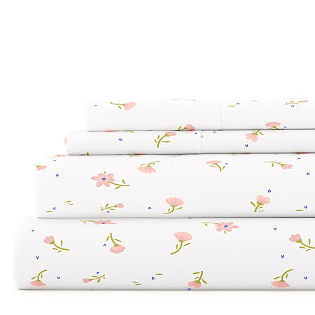 ienjoy Home The Farmhouse Chic Premium Ultra Soft Pattern 4-Pc. Sheet Set  Queen - Pink Floral
