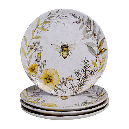 Certified International Bee Sweet 4-Pc. Dinner Plates - White/yellow/black