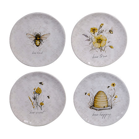 Certified International Bee Sweet 4-Pc. Salad Plates asst. - White/yellow/black