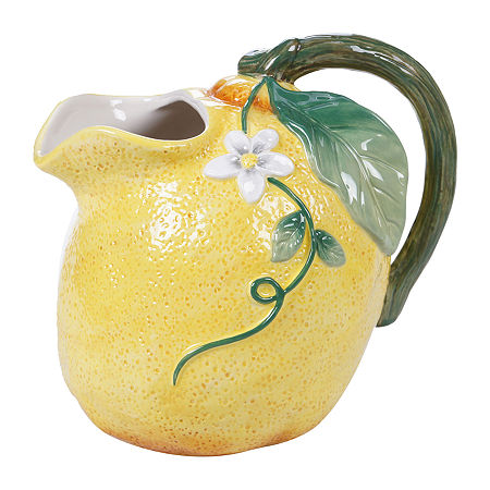 Certified International Citron 3-d Lemon Pitcher - White/light Blue/yellow