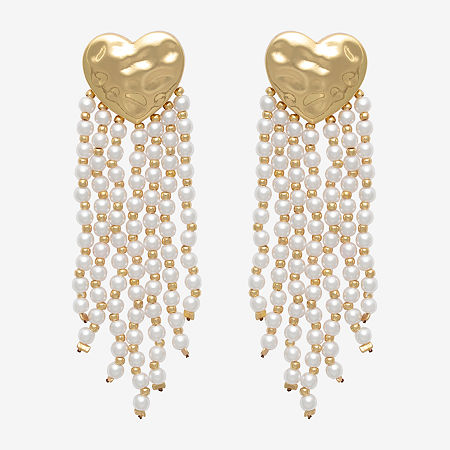 Click here for Bijoux Bar Gold Tone Womens Simulated Pearl Heart... prices