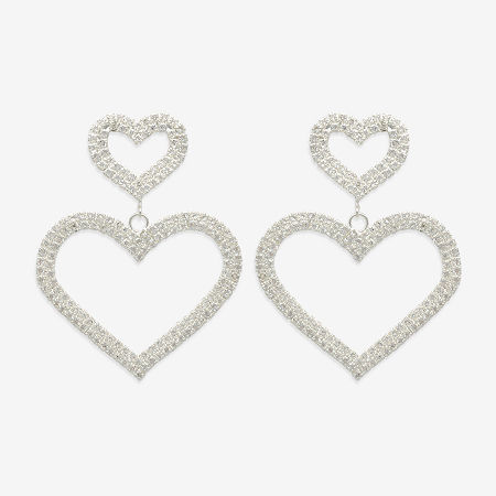 Click here for Bijoux Bar Silver Tone Womens Glass Heart Drop Ear... prices