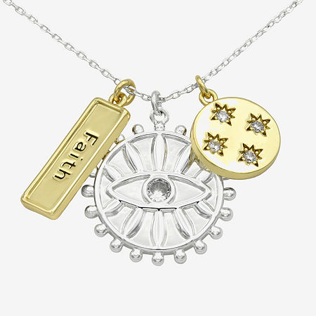 Click here for Faith Charm Womens Cubic Zirconia 14K Gold Over Br... prices