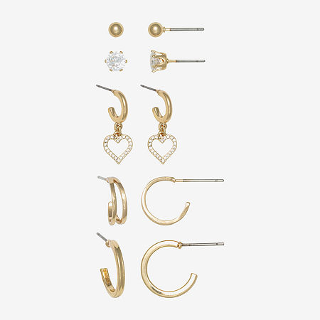 Click here for Mixit Womens Cubic Zirconia Heart 5 Pair Earring S... prices